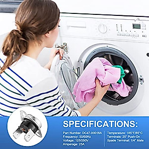 DC47-00016A Dryer Thermal Fuse, Dryer Thermostat Assembly Compatible with Kenmore Samsung Dryer - Replaces AP4201894, 2068545, PS4205213-6 PC