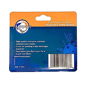 FL!PPER Platinum Aquarium Scraper Stainless Steel Replacement Blade for Fish Tank Cleaning - Replacement Stainless Steel Blade for Glass Tanks - Aquarium Cleaner Blade Card