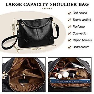 HUANLANG Crossbody purses for Women Trendy Designer Cross Body bag purses Ladies PU Leather Shoulder Bag Fashion Black Crossbody Handbags for Travel Holiday Office Daily Party Casual