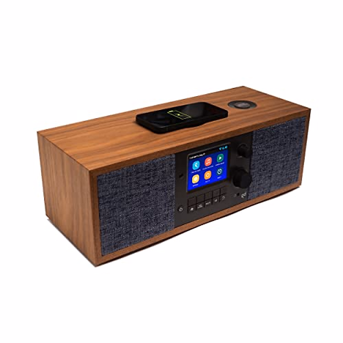 Grace Digital Mondo Elite Duo Smart Internet Radio, Bluetooth, Wi-Fi, 7-Day Alarm – Microphone Free (Walnut)