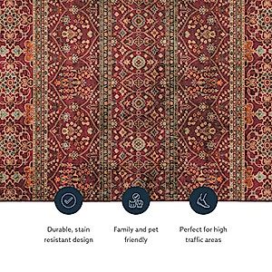 Linon Home Decor Products The Anywhere Washable Rug Yarit Garnet & Ivory 3' X 5' Accent Rug