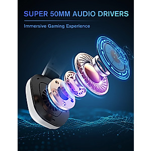 ZIUMIER Z30 White Gaming Headset for PS4, PS5, Xbox One, PC, Wired Over-Ear Headphone with Noise Isolation Microphone, RGB Flowing LED Light, Bass Surround Sound