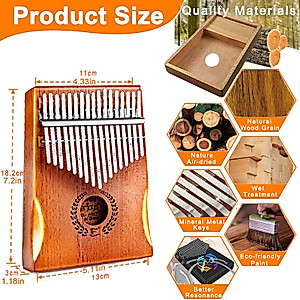 Everjoys Kalimba Thumb Piano 17 Keys, Professional Musical Instrument Finger Piano Marimbas with Portable Soft Cloth Bag, Fast to Learn Songbook, Tuning Hammer, All in One Kit