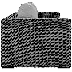 Modway Summon Wicker Rattan Outdoor Patio Sunbrella Sofa in Canvas Gray
