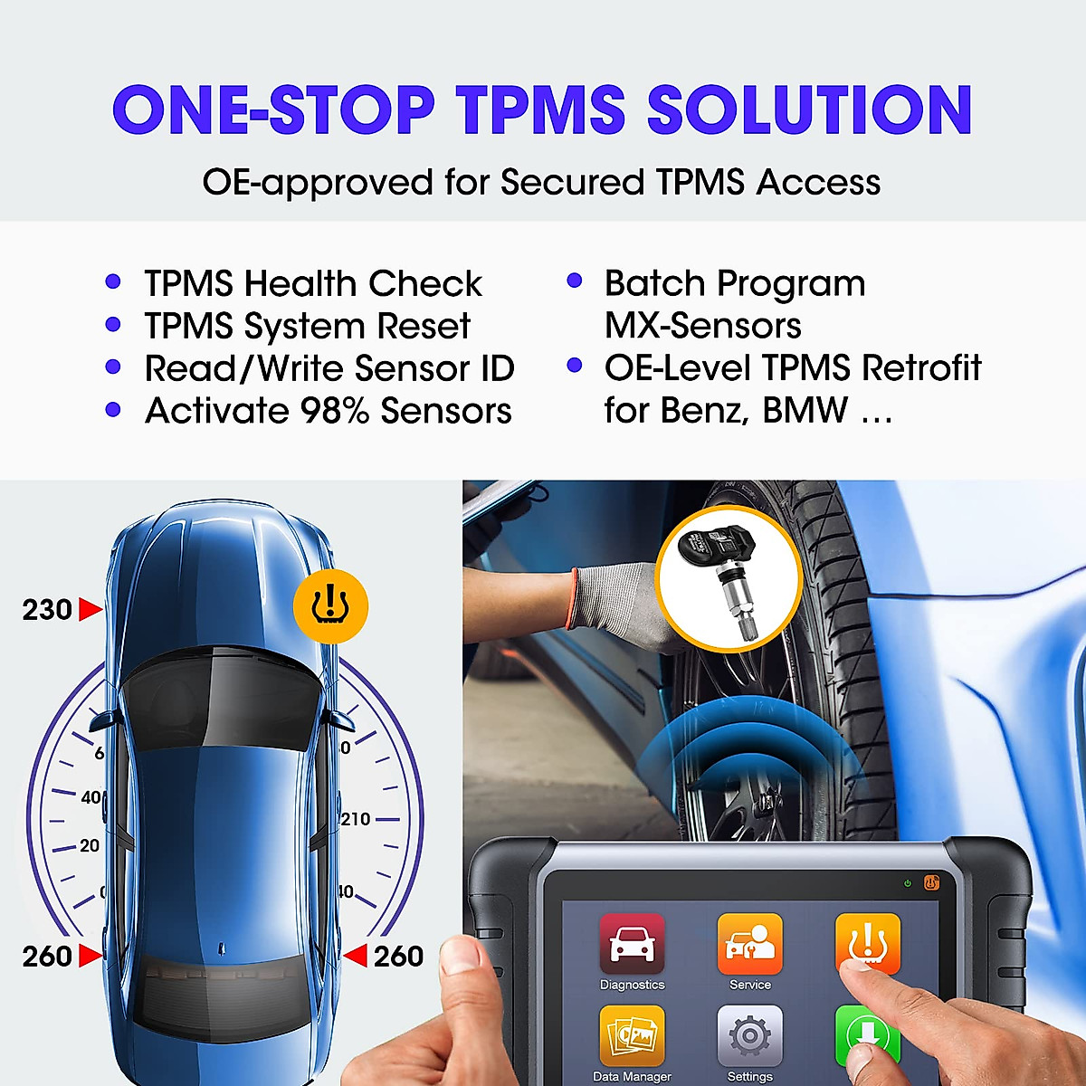 Autel MaxiPRO MP808TS TPMS Scanner: 2023 of MP808BT, TS608, ECU Coding, Active Tests, 31+ Services, AutoVIN, Full TPMS Features with 315+433MHz MX-Sensor, Access AutoAuth for FCA SGW