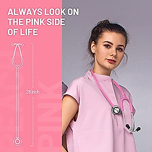 Dual Head Stethoscope for Medical and Home by FriCARE, Classic Lightweight Design, Stethoscope for Adult, Gift for Nurses, Doctors, Medical Students, 28 inch (Peach Pink)