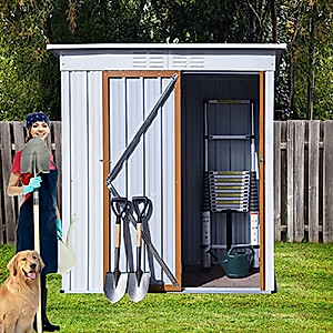 Morhome Sheds & Outdoor Storage, 5x3 FT Outdoor Storage Shed, Outdoor Shed Garden Shed Tool Shed with Lockable Door for Garden Backyard Patio,White+offee