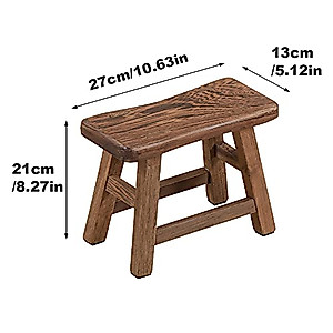 EKDJKK Rustic Wooden Step Stool, Sturdy & Decorative, Solid Wood Tiny Step Stool for Kids Adults, Plant Stand (27x13x21cm/11x5x8inch) - Brown