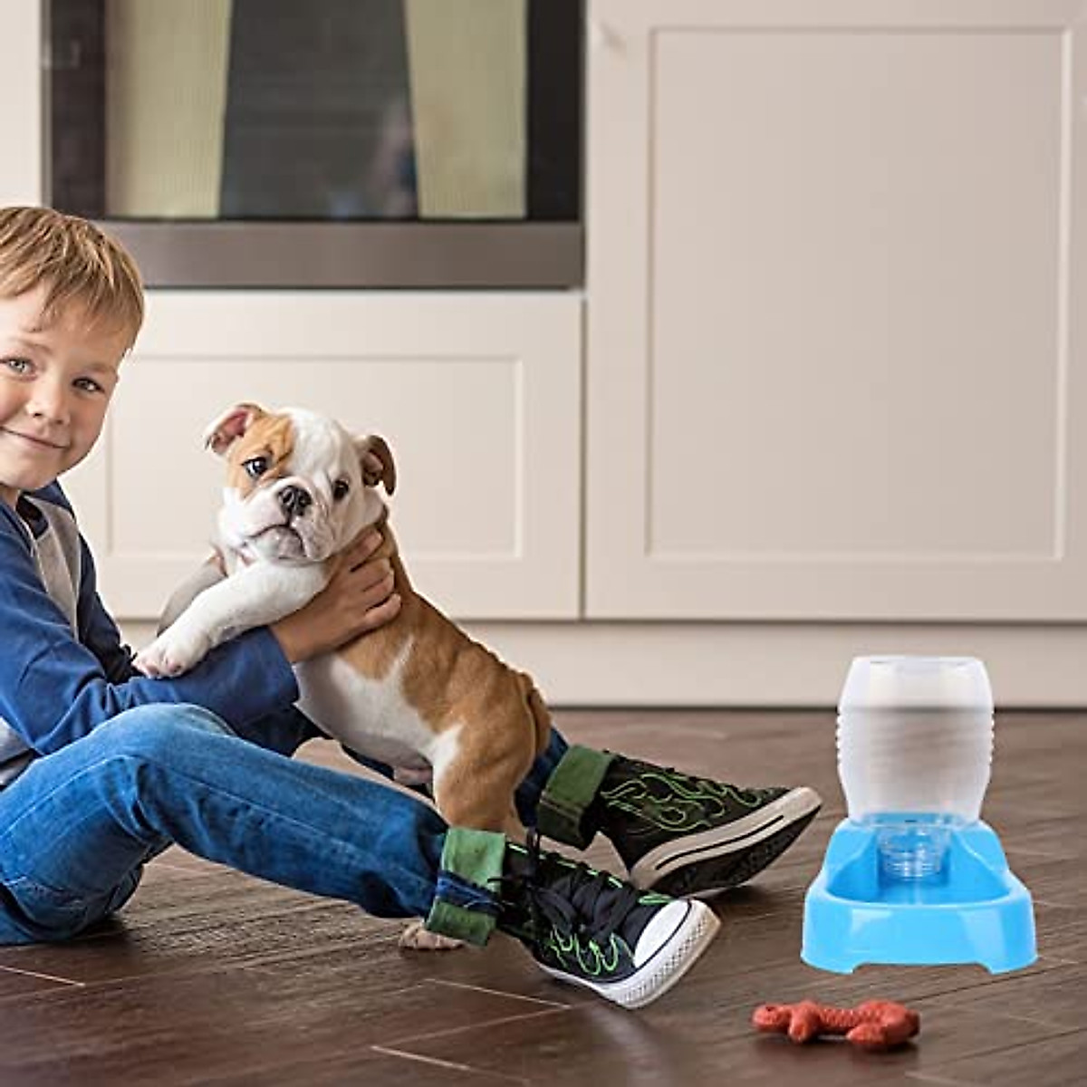 Mipcase Dog Water Feeder, Dog Water Dispenser Large, Automatic Pet Food Water Dispenser Plastic Food Feeding Bowls for Dogs Cats (Blue)