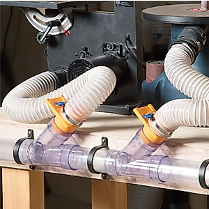 POWERTEC 70259 2-1/2" Dust Collection Fittings Network w/Reducer, Blast Gates, Pipes, 90-Degree Elbow Connector, Y-fittings, Mounting Brackets