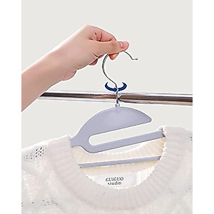Plastic Hangers 60 Pack, Premium Quality Plastic Suit Hangers, S-Shaped Opening, Non-Slip, Space-Saving, 360º Swivel Hook, 16.5 Inches Long, 0.2" Thickness Super Lightweight Organizer
