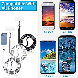 Frienda 3 Pieces Nylon Neck Crossbody Lanyard Universal Phone Lanyard Detachable Phone Safety Tether Adjustable Phone Neck Strap (Black, White, Grey)