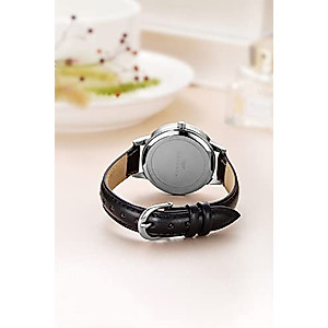 BRIGADA Women's Watch Nice Fashion Elegant Pink Black Leather Band Ladies Watch for Women
