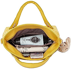 RainboSee 4pcs Set Handbags for Women Fashion Top Handle Shoulder Bag Hobo Shopper Satchels Card Holder Tote Purses Yellow