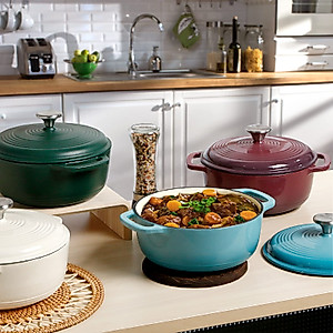 NUTRIUPS Enameled Cast Iron Dutch Oven Pot with Lid Heavy Duty Casserole Dish 3-Quart (Green)