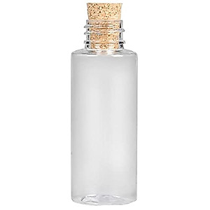 Clear Plastic Sand Art Bottles with Cork Stoppers, 2 Oz Cork Bottle, Plastic Jars with Cork, Mini Vial Potion Bottles for DIY Arts & Crafts, Party Favors, Wish & Message in a Bottle (6-Pack)