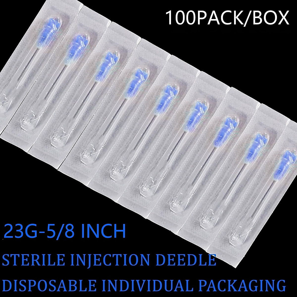 23 Gauge 5/8 Inch Dispensing Lab Supplies Individually Sealed Wrapped - 100 Pack/Box