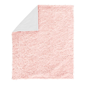 Sweet Jojo Designs Pink Floral Rose Baby Girl Blanket Receiving Security Swaddle for Newborn or Toddler Nursery Car Seat Stroller Soft Minky - Solid Light Blush Flower Elegant Boho Shabby Chic Luxury
