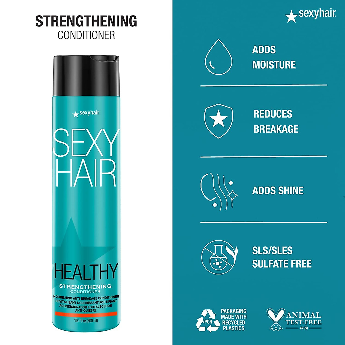 SexyHair Healthy Strengthening Anti-Breakage Conditioner, 10.1 Oz | Helps Provide Stength and Flexibility to Damaged Hair | SLS and SLES Sulfate Free