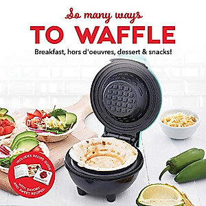 DASH Mini Waffle Bowl Maker for Breakfast, Burrito Bowls, Ice Cream and Other Sweet Deserts, Recipe Guide Included - Aqua