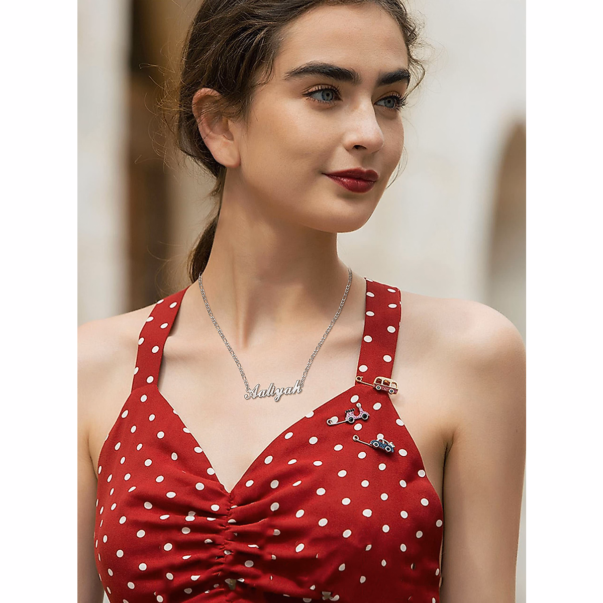 Jewenova S925 Sterling Silver Name Necklace Personalized,Custom nameplate Pendant Necklace for Women Personalized Jewelry Gift with Box