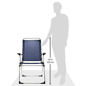 Lafuma Alu Cham Folding Armchair (Ocean Blue, Set of 4) Foldable Deck and Patio Chairs