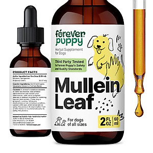 Mullein Tincture for Dogs - Respiratory Health Support for Breathing - Lung Support Drops w/Mullein Leaf - Herbal Mullein Drops for Lungs - Dog Food Supplements for Canine Wellbeing - 2 oz