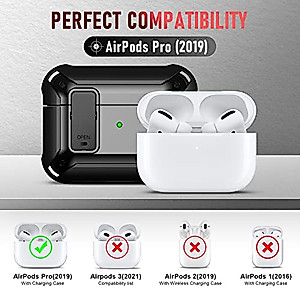 Samtec Airpod Pro 2 Case Cover 2022 with Secure Lock Clip, Military Armor Series Full-Body Rugged Hard Shell for Men Women with Keychain，Shockproof Protective Case for AirPod Pro 2nd Generation,Black