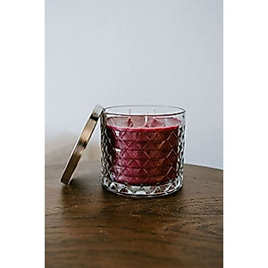 Gold Canyon™ - Pomegranate Scented Candle, Three-Wick, Heritage Diamond-Cut Glass Jar, New & Improved Look 2022