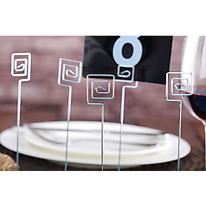 New Star Foodservice 27938 Wire Square Base/Table Number Holder/Number Stand/Place Card Holder, 7-Inch, Set of 5