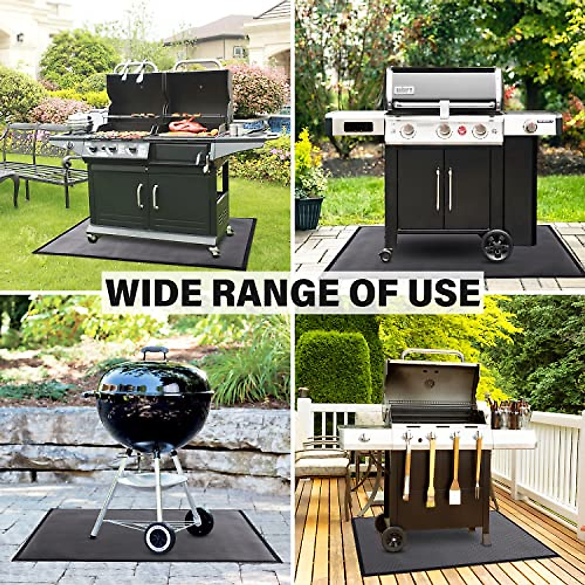 Rosy Earth Flame Retardant Mat Under The Grill, Charcoal Grills, Gas Grills, Electric Grills to Protect The Deck Terrace Floor 39"*47"