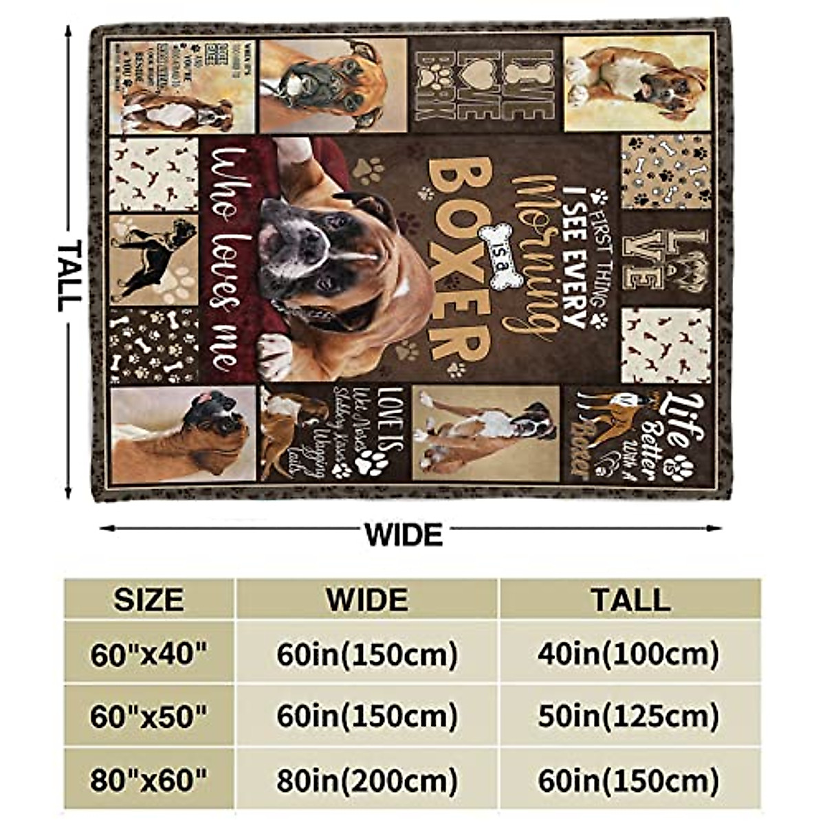 Tupmnbry Boxer Dog Blanket Cute Puppy Throw Blanket Super Soft Flannel Throw Blanket Lightweight Fluffy Plush Fuzzy Bed Blanket for Cute Pet 50"X60"