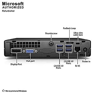 HP 600 G2 Micro Computer Mini Tower PC (Intel Quad Core i3-6100T, 16GB DDR4 Ram, 256GB Solid State SSD, WIFI, VGA, USB 3.0) Win 10 Pro (Renewed)