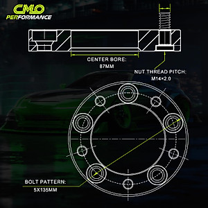 Customadeonly 5x135 Wheel Spacers Hubcentric (4pcs 87mm Bore 2.0" Thick) Compatible for 2001-2003 F-150 2000-2002 Expedition 2000-2002 Lincoln Navigator with 14x2.0 Studs