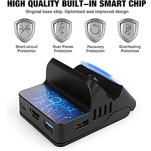 Switch Dock for Nintendo Switch/Switch OLED (Nintendo Switch Docking Station for TV & Charging Dock) Portable Nintendo Switch Dock TV Adapter Stand (4K HDMI 3.0) – Super Small (Black/No Cables)