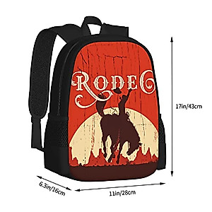 ALIFAFA Western School Backpack Shoulder Daypack,Rodeo Cowboy Riding Wild Horse On A Wooden Boy Men School Bag Outdoor Casual Shoulders Backpack Travel Daypacks for Women Men Teens Kids