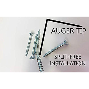 (1,000 Screws) #8 1-1/2" Screws 8x1-1/2 inch 38mm Woodworking Screws #2 Philips Phillips Flat Head Wood Screws Auger Point Deep Thread Countersinking Nibs Zinc Plated PBS T17 Cabinets + Interior