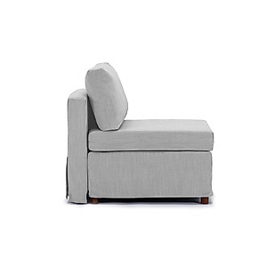 Modern Fabric Linen Middle Module for Modular Sofa Sectional Sofa Couch Accent Armless Chair, Cushion Covers Removable and Washable,Light Grey