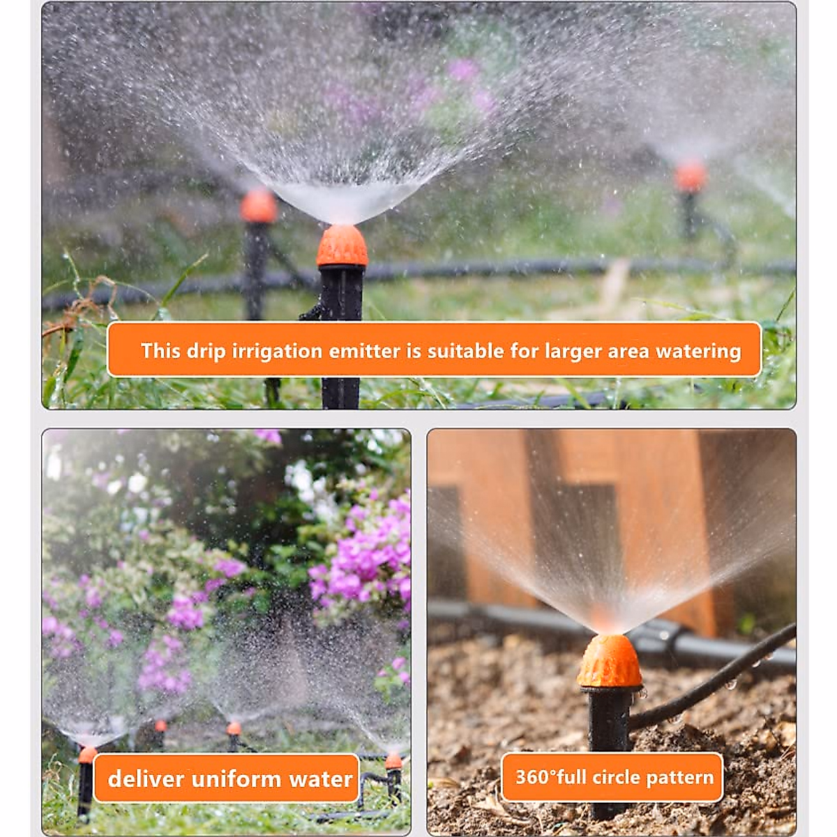 1/4" Drip Irrigation Emitters, Yulaiyoen 1/4-inch Spray Emitters 30 Pack, Automatic Drip Irrigation Parts Accessories, 360 Degree Drip Irrigation Sprinkler Heads Sprayer for Irrigation System