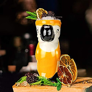 Tiki Mugs Cocktail Set of 4 - Large Ceramic Hawaiian Party Mugs Drinkware, Cute Exotic Cocktail Glasses, Tiki Bar Professional Hawaiian Party Barware, TKSET0001