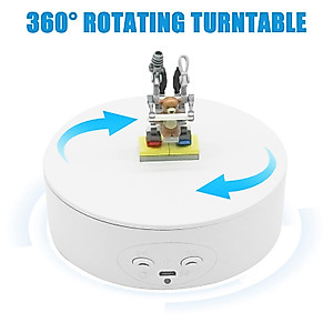 fotoconic Electric Motorized Turntable Rotating Display Stand, Remote Control Angle, Speed Direction, Various Rotation Mode, 11 Lbs Centric Loading, and 2 Pieces Magnetic Cover (4.75" & 8" Diameter)