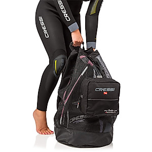 Cressi Heavy Duty Mesh Backpack 90 liters Capacity for Scuba Diving, Water Sport Gear | Roatan: designed in Italy, Black, One Size (UB936000)