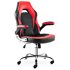 JHK Gaming Chair - Office Chair Desk Chairs with Wheels Computer Chair with Flip-up Armrest and Height Adjustable Swivel Chair Splicing PU Leather Chair Home Office Chair with Lumbar Support