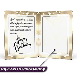 40th Birthday Cards For Women - | Made From Real Bamboo | 6" X 4.5" - 1 Pack (Envelope Included) | Laser Cut, Party Themed 40th Birthday Card For Wife, Mom, Aunt, Sister, Friend, Her etc.