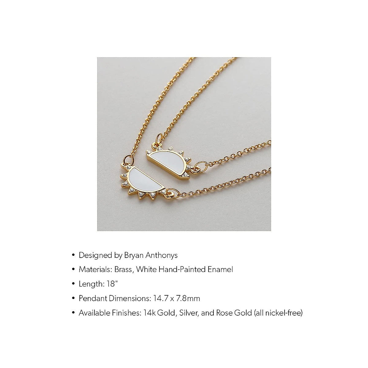 Bryan Anthonys You Are My Sunshine Necklace, 14K Gold Necklace for Women, Sun Pendant, 2 Piece Set, Adjustable Length