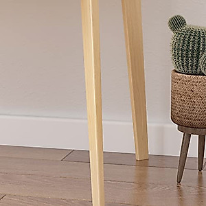 AIEGLE Wood Computer Desk Writing Table with 2 Drawers, 39 inch Home Office Workstation, Natural Color (39.4" L x 21.7" W x 29.5" H)