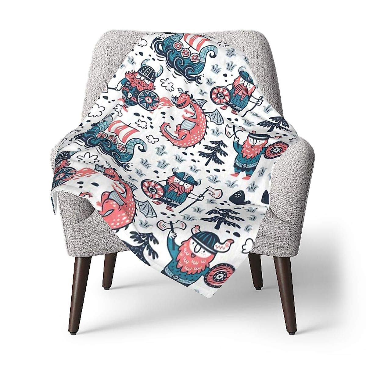 Mantaiyuan Fleece Baby Blanket Cartoon Vikings Dragon Smooth and Soft Receiving Blanket Unisex for Stroller, Crib, Newborns, Carseat 30x40 in