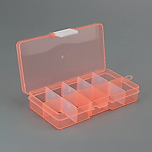 Plastic Organizer Box 10 Grids Craft Storage with Adjustable Dividers, Bead Organizer Fishing Tackles Box Crafts Thread Organizer, Clear Plastic Organizer Box Storage Container Jewelry Box E