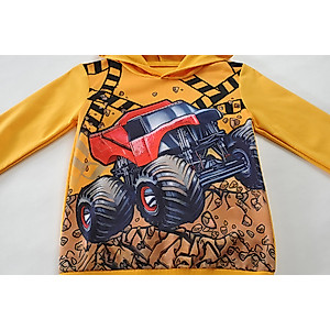 Little Hand Monster Truck Boys Shirt Long Sleeve Hoodie Tops Cotton Children Car Clothes for Size 7 8 Kids