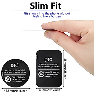12 Pieces Metal Plate for Phone Magnet Wireless Charging Compatible Cradle Disc Round Rectangle Phone Magnet Sticker Black Magnetic Metal Plate Cell Phone Automobile Cradles for Magnetic Car Phone